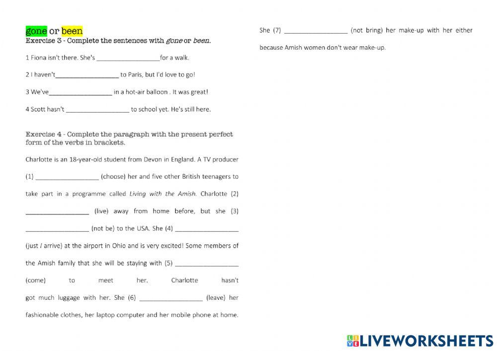 F2 Grammar Present Perfect worksheet | Live Worksheets