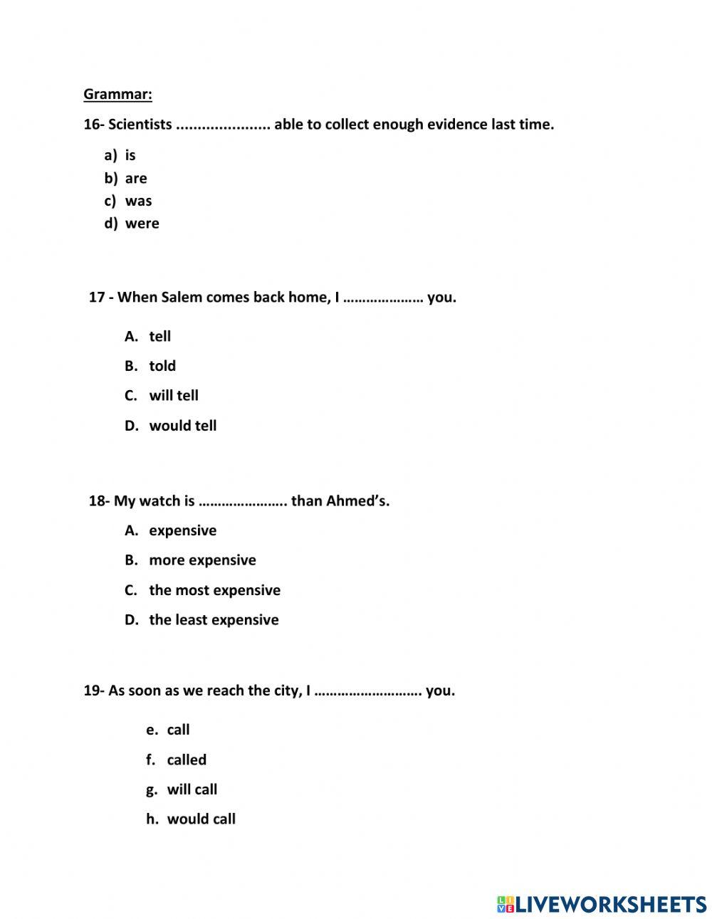 743114 | 3rd report Grammar revision 9th grade
