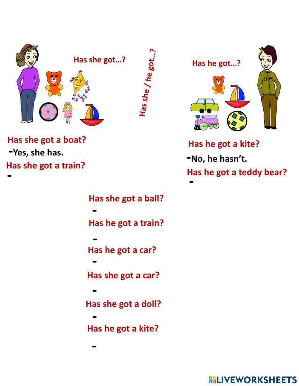 Has he she got... worksheet | Live Worksheets
