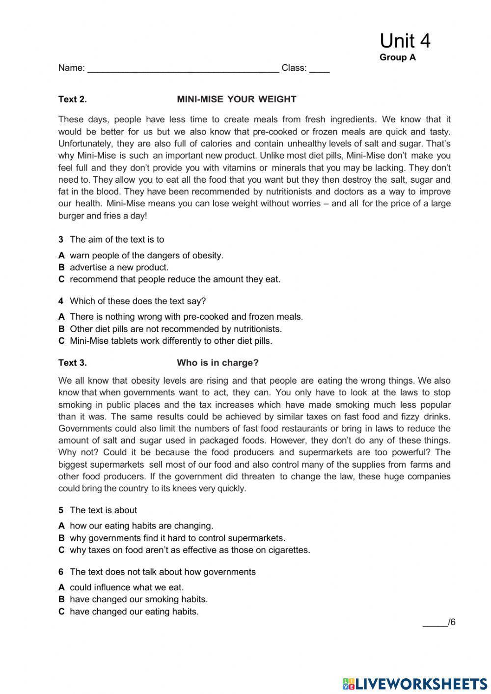 Focus 3 Unit 4 … | Free Interactive Worksheets | 743892