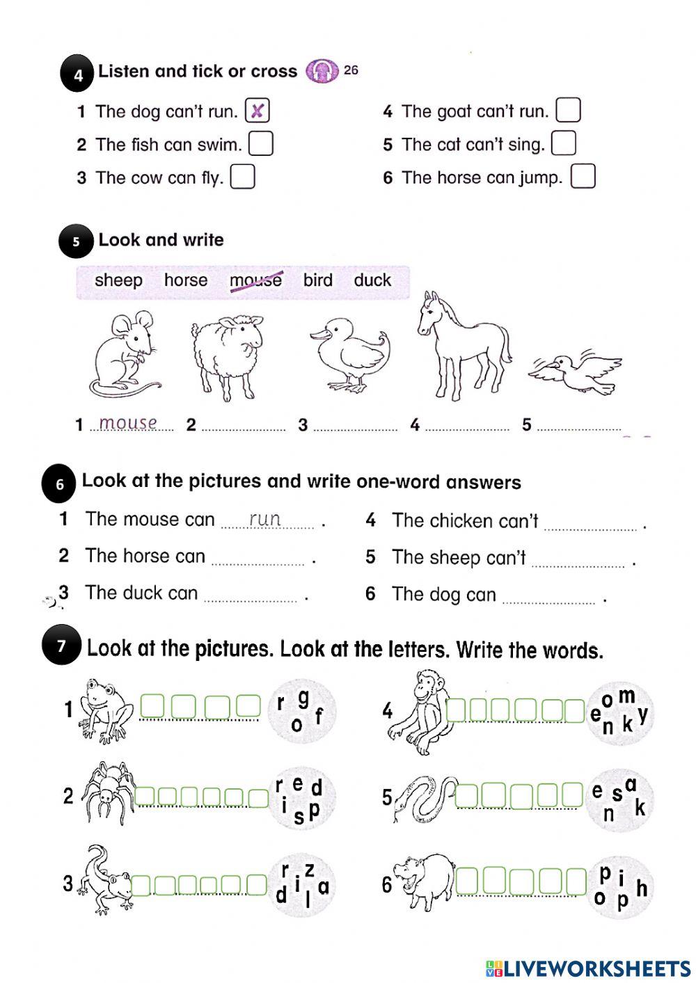 Animals online exercise for primary | Live Worksheets