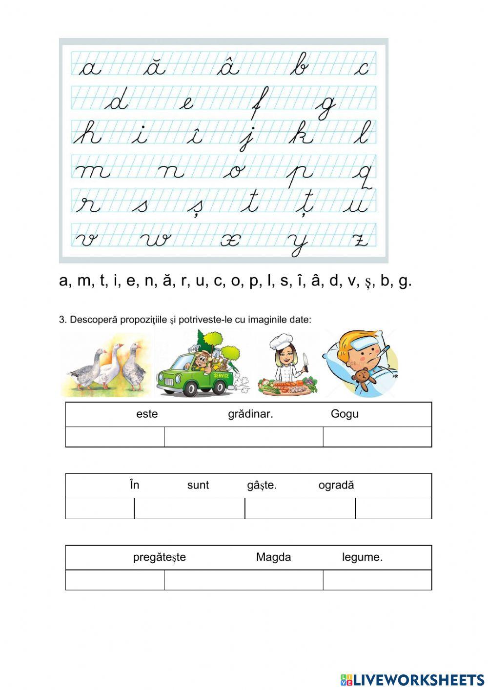 Sunetul și litera g | Ana Schiau | Live Worksheets