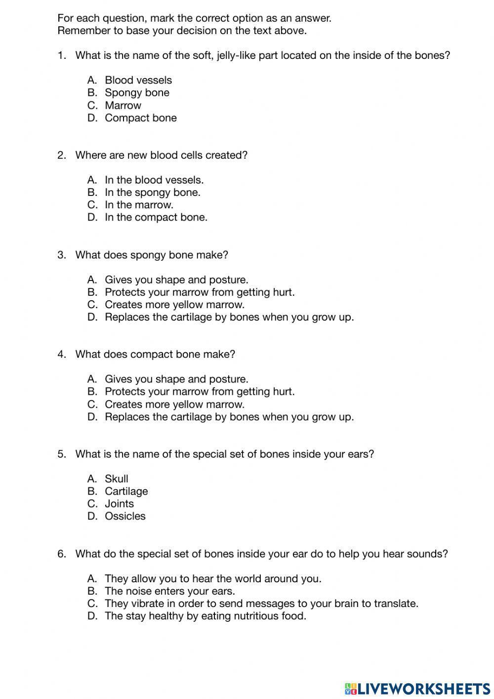 Locomotor syste… | Free Interactive Worksheets | 744932