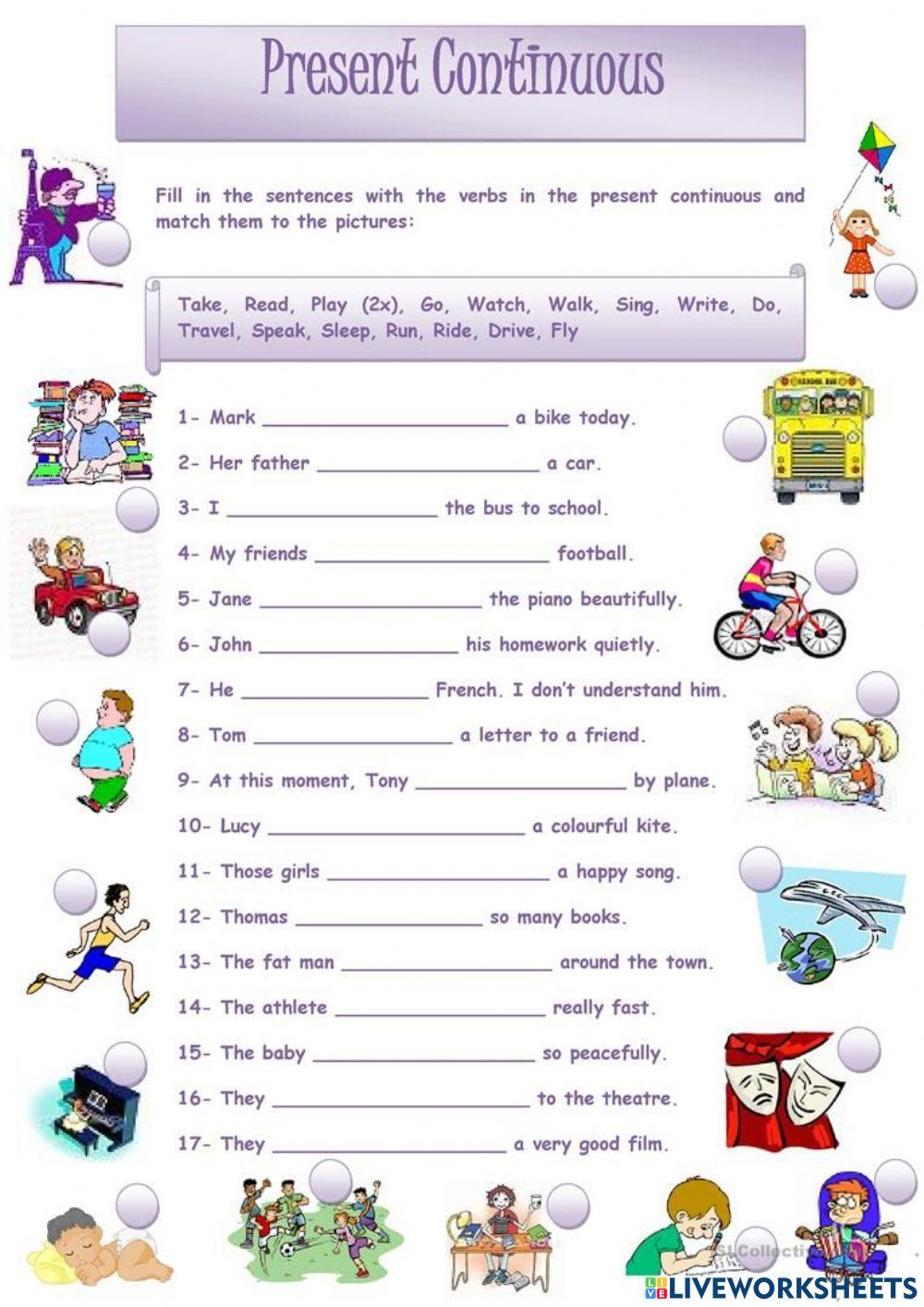 present cont | Free Interactive Worksheets | 745086