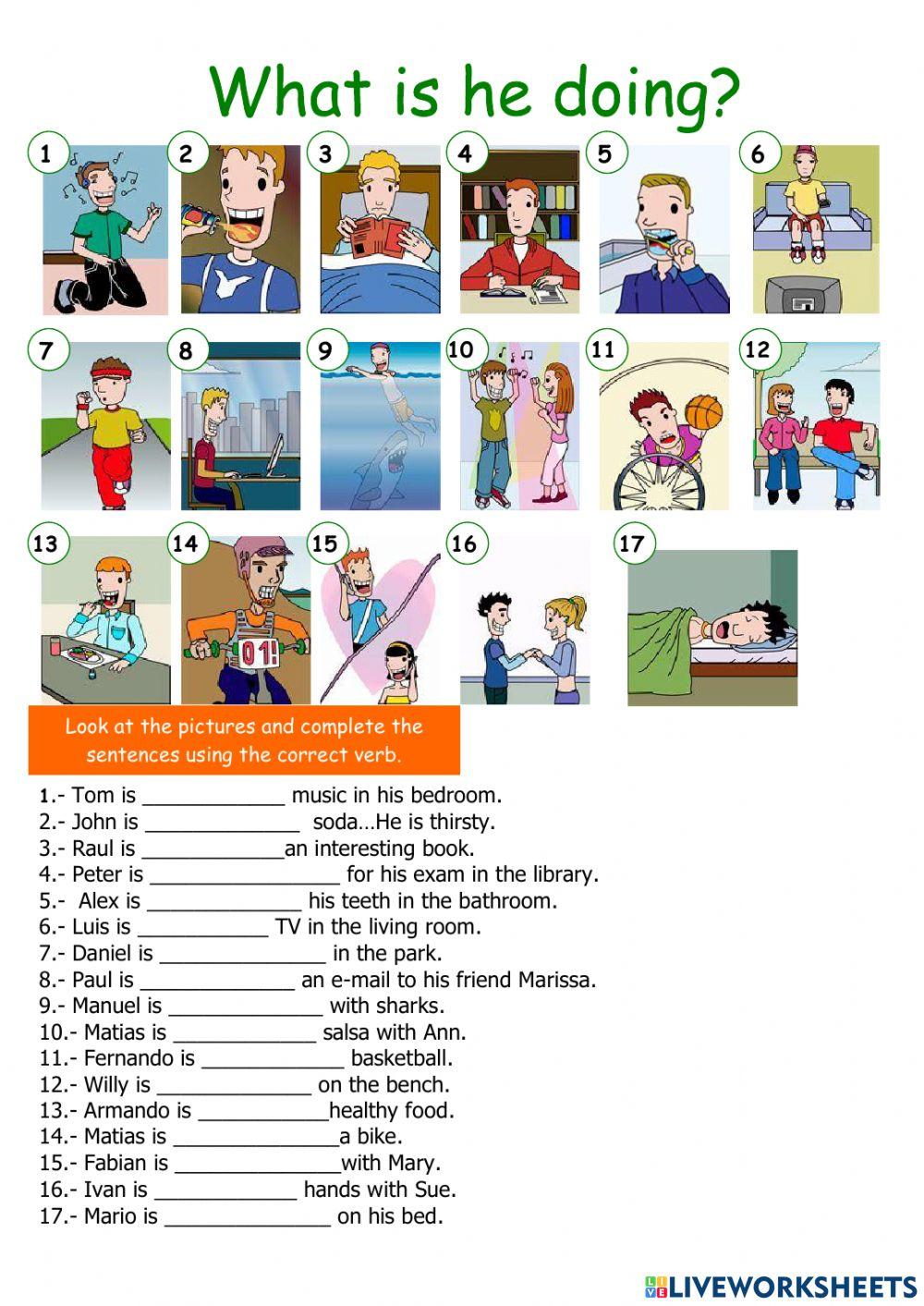 Present continuous :) worksheet | Live Worksheets