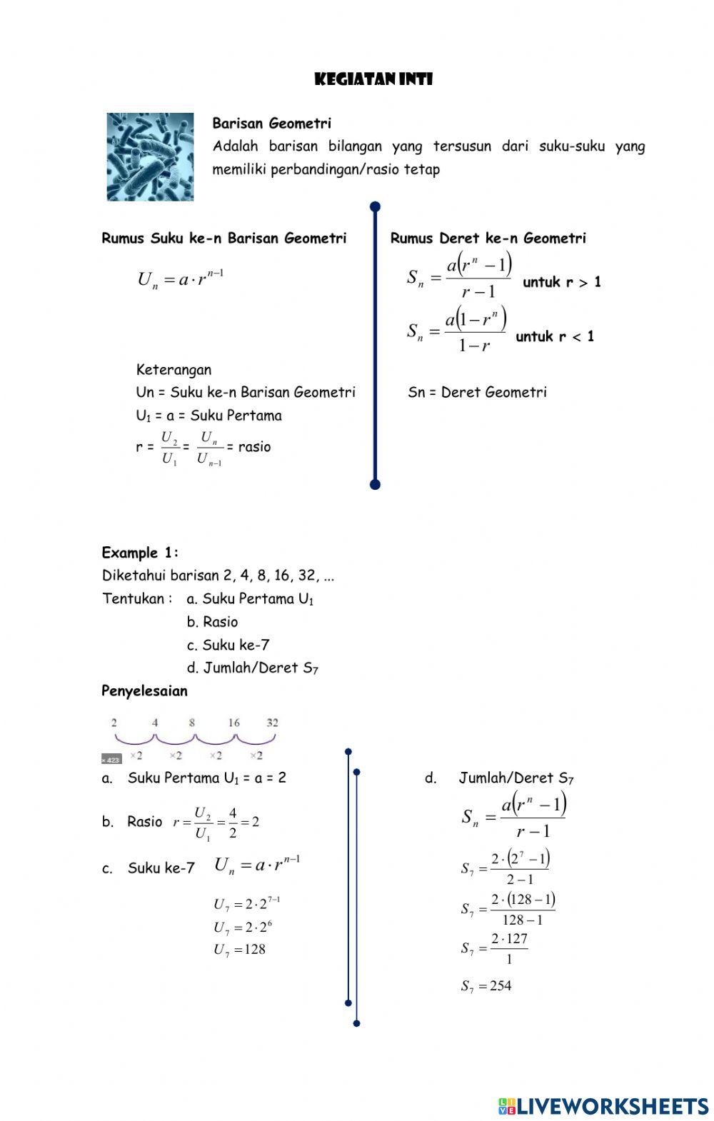 LKPD Barisan Deret Geometri worksheet | Live Worksheets