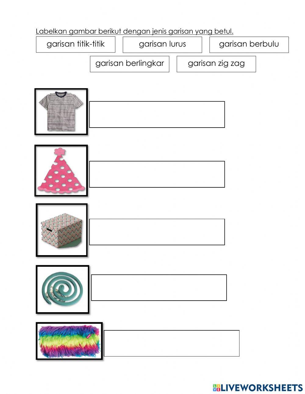 Jenis garisan pada objek buatan manusia worksheet | Live Worksheets