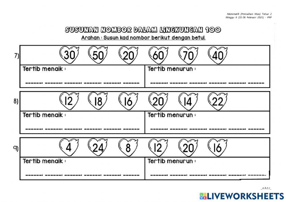 Matematik (Pemulihan Khas) - Tertib Menaik dan Menurun Dalam Lingkungan ...