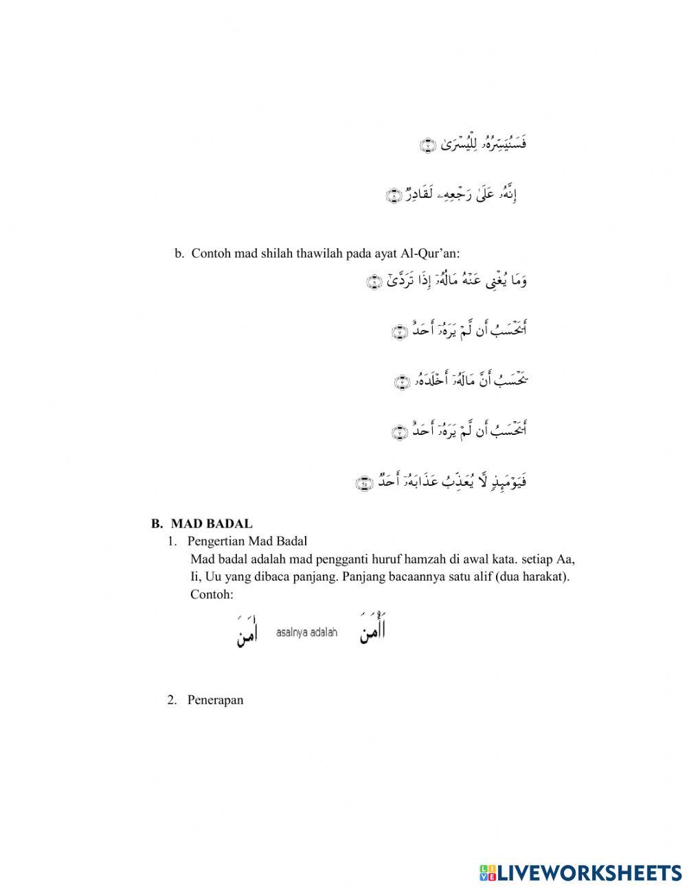 MATERI BTQ KELAS 7 MAD | LiveWorksheets | 4774403