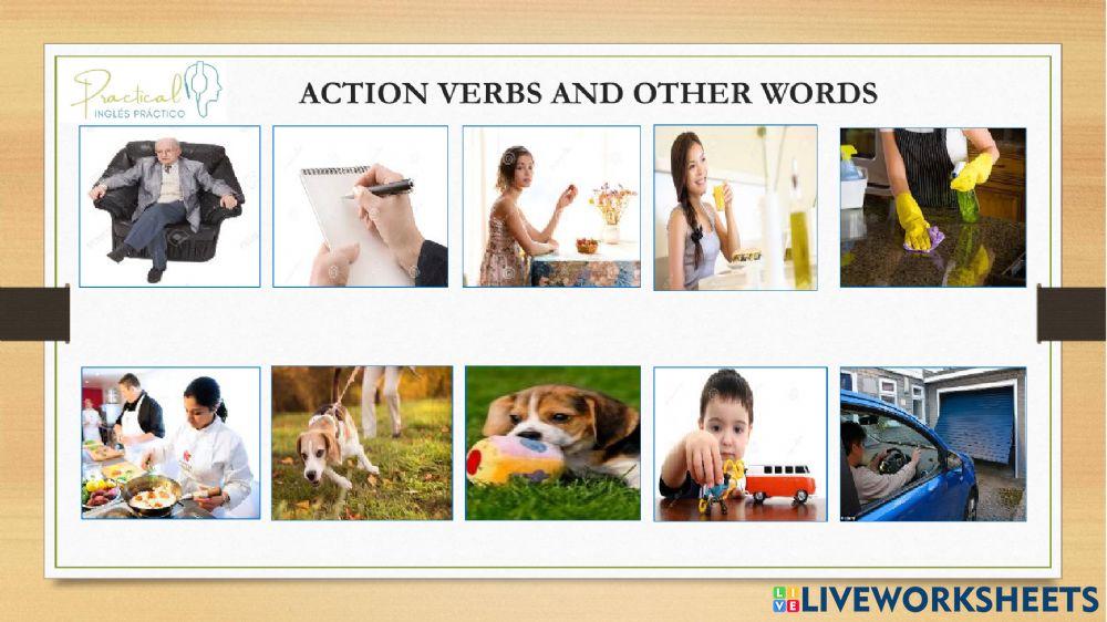 Vocabulary test - action verbs & other words worksheet | Live Worksheets
