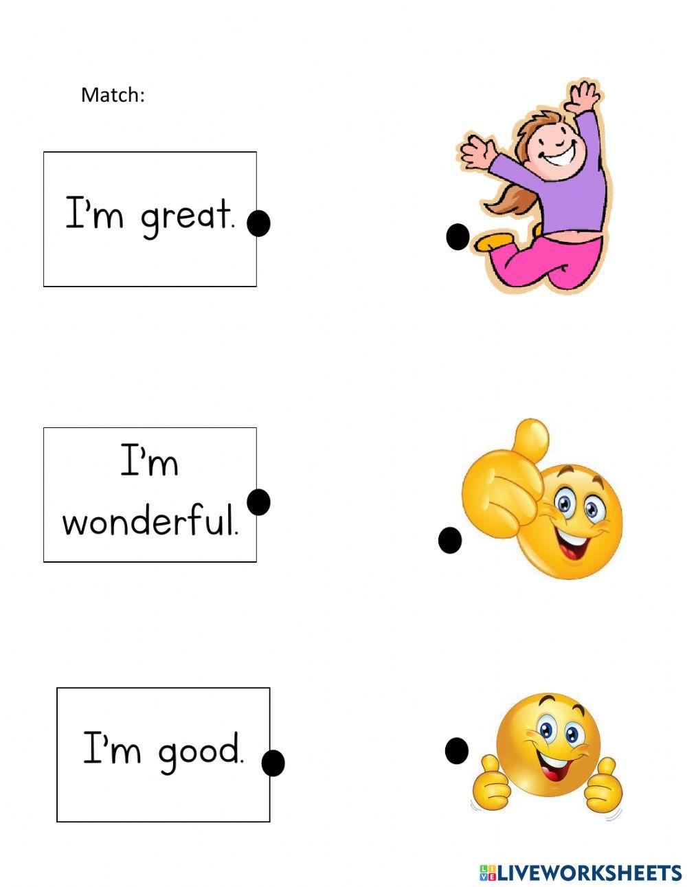 Feelings: Good-great-wonderful online exercise for | Live Worksheets