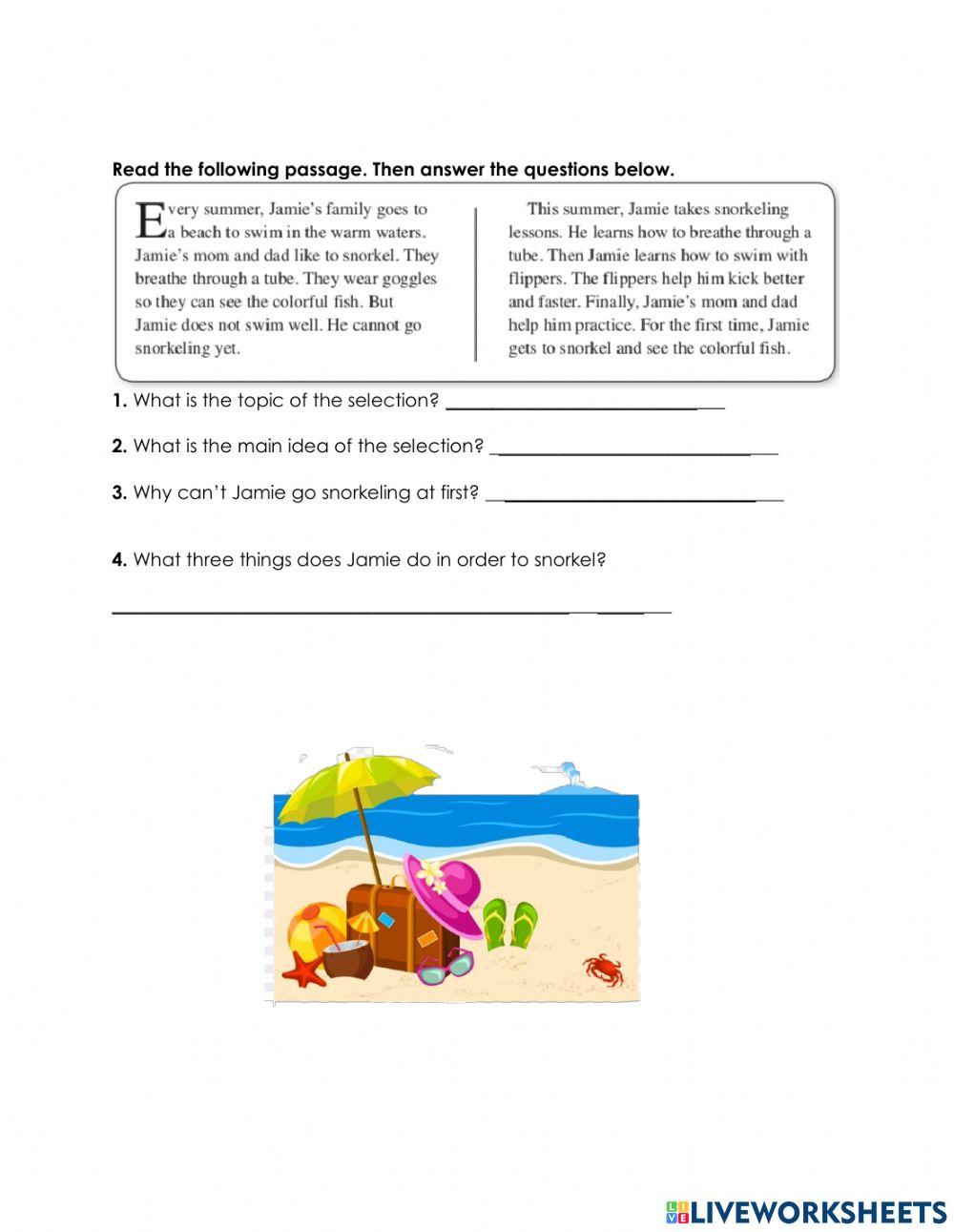 PIII reading evaluation u3 worksheet | Live Worksheets