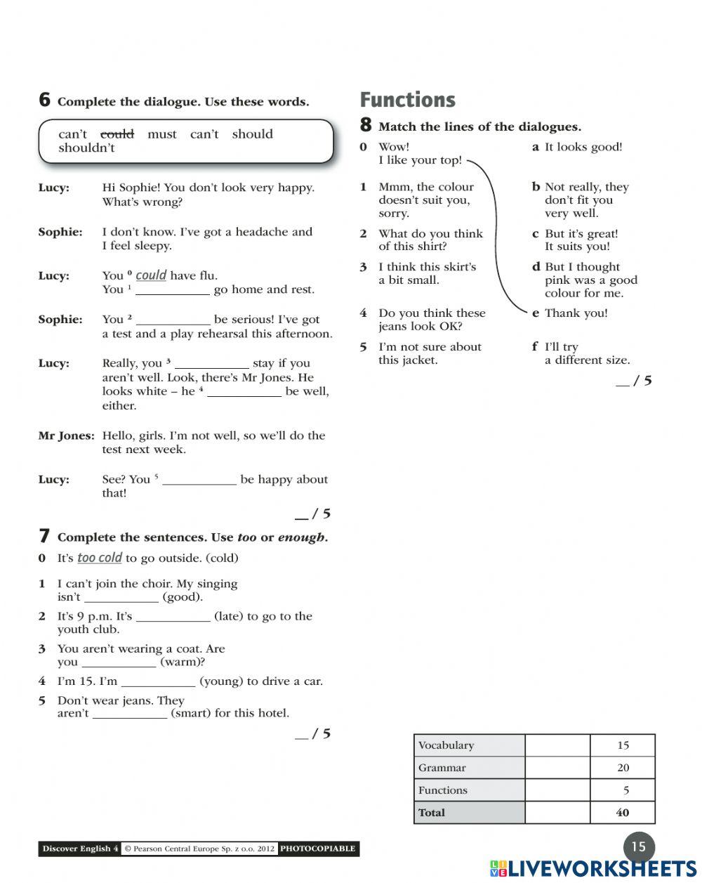 Discover 4 Unit 3 Test online exercise for | Live Worksheets