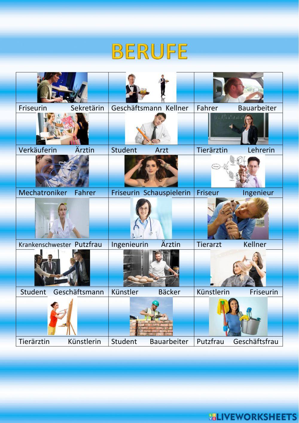 Berufe | Free Interactive Worksheets | 747560