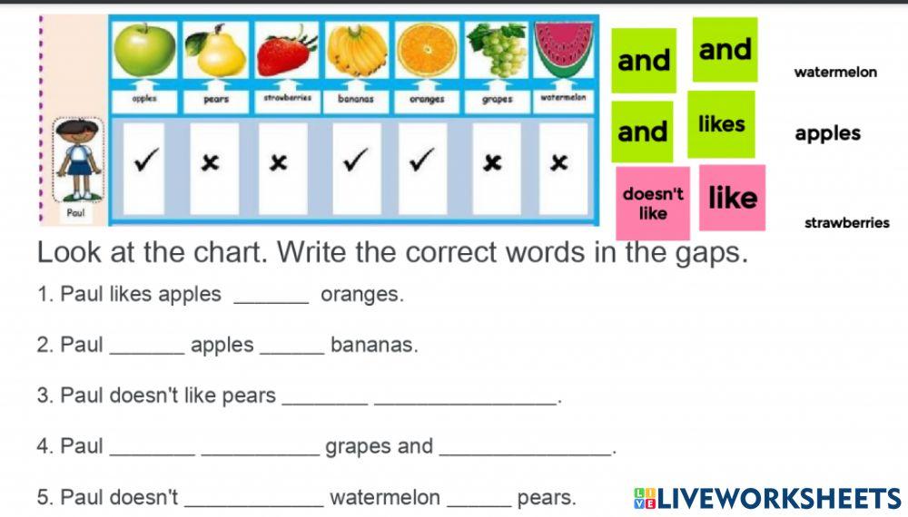likes dislikes … | Free Interactive Worksheets | 765196