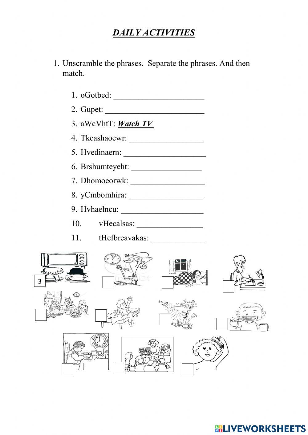 Daily routines online exercise for FOUTH GRADE | Live Worksheets