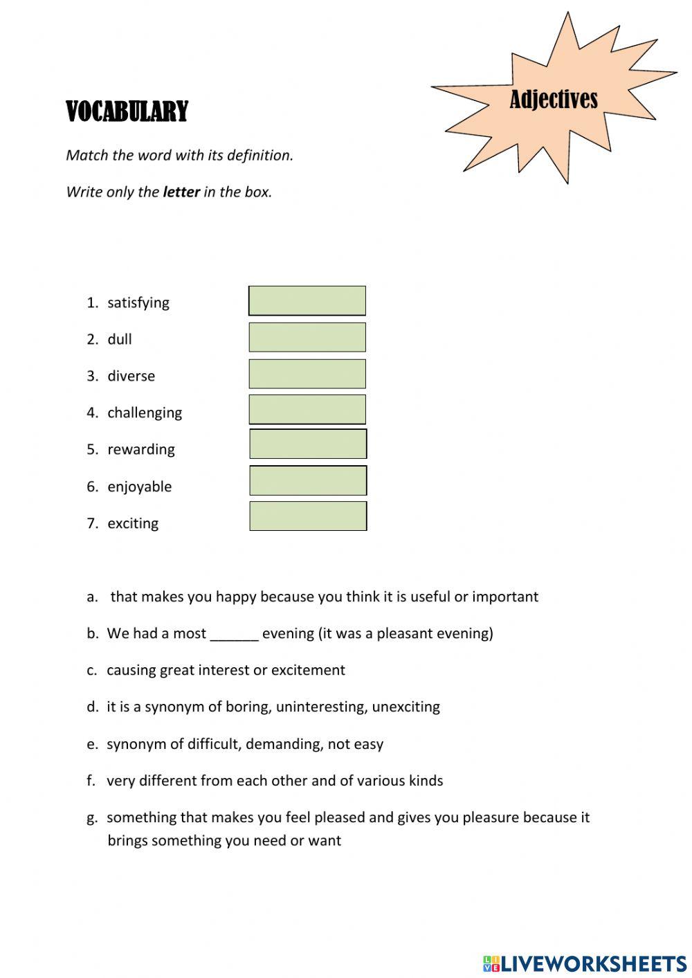 747783 | Adjectives | elena | LiveWorksheets