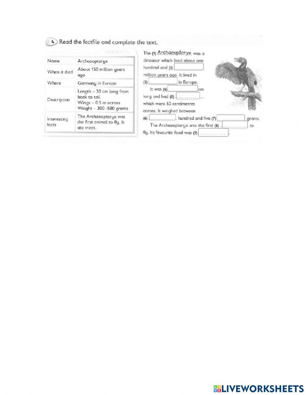 Extinct animals exercise | Live Worksheets