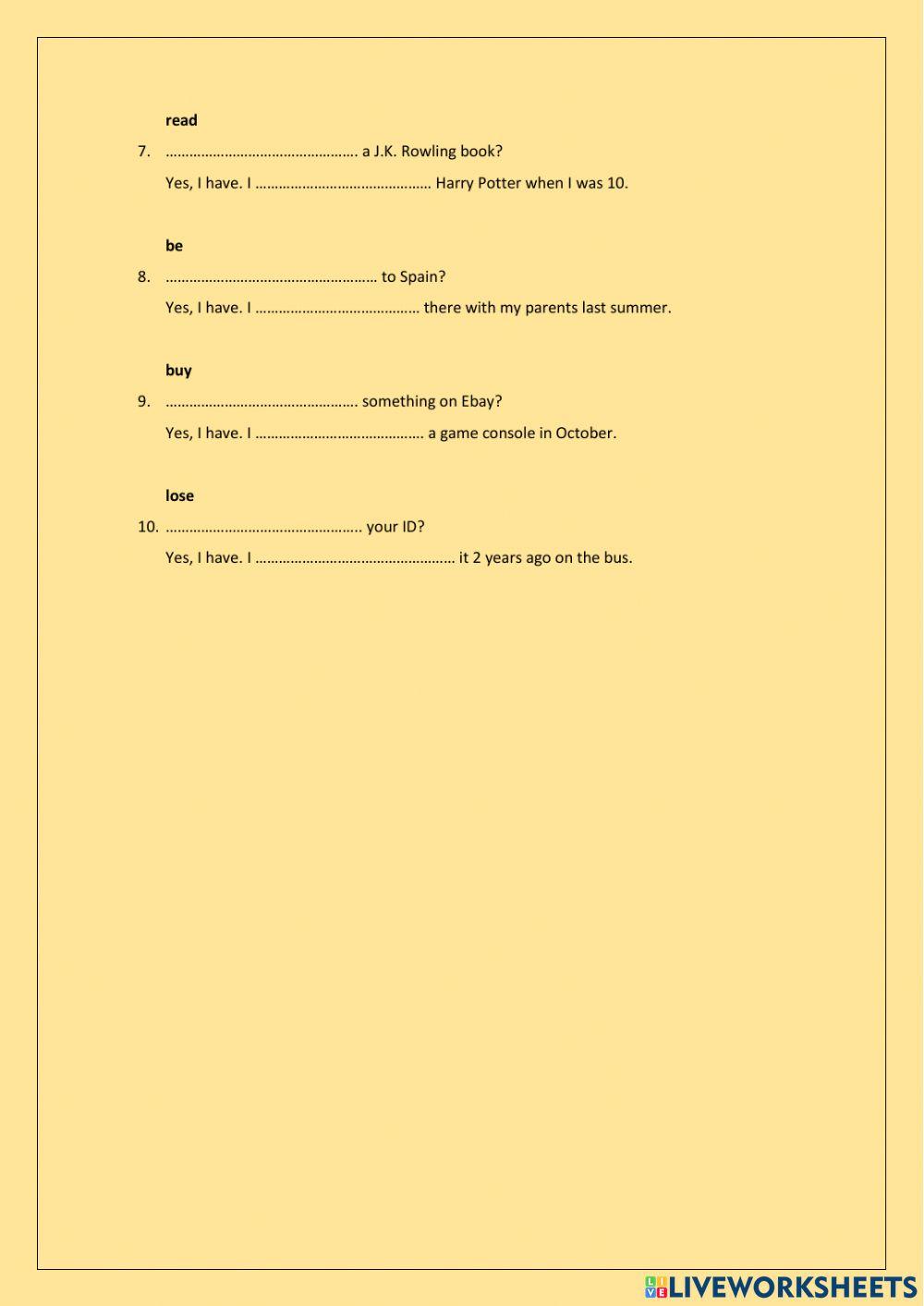 Present Perfect… | Free Interactive Worksheets | 748108