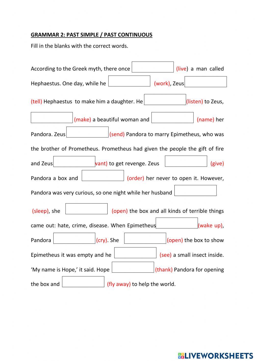 Grammar 2 past and past cont worksheet | Live Worksheets