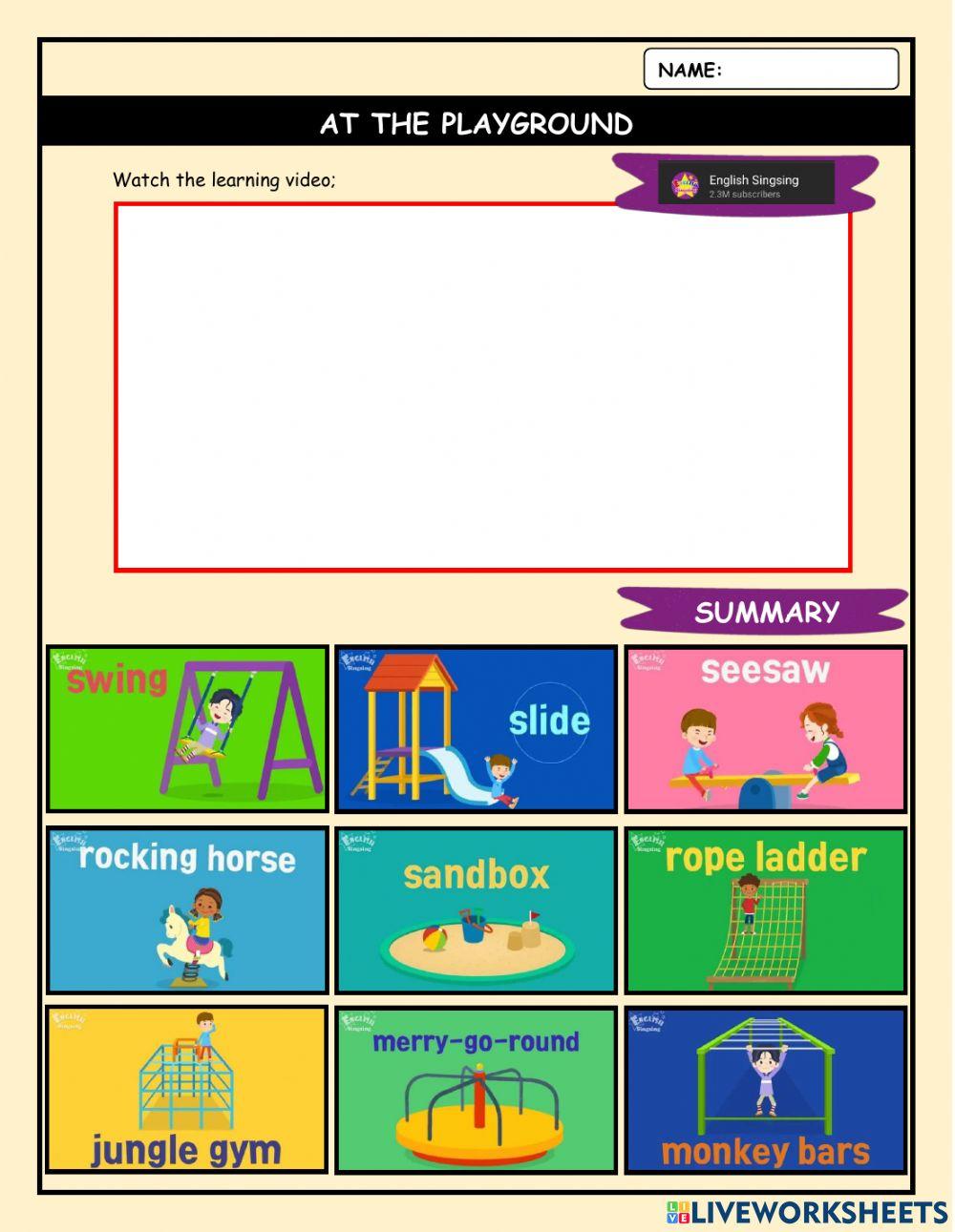 At The Playground online practice | Live Worksheets