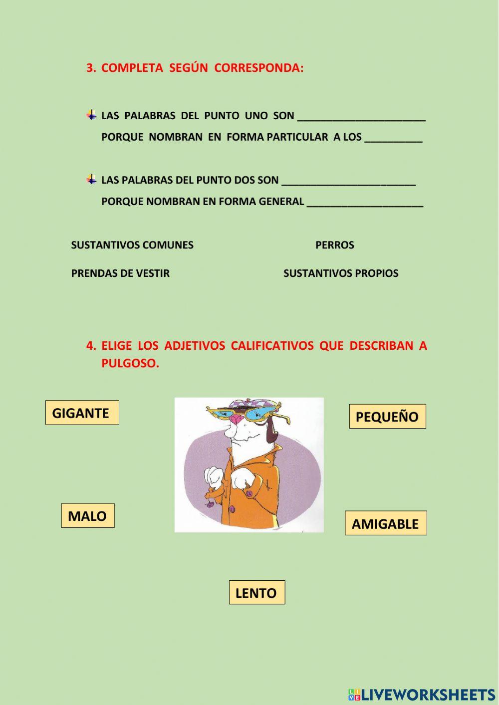 Pulgoso: gramática worksheet | Live Worksheets