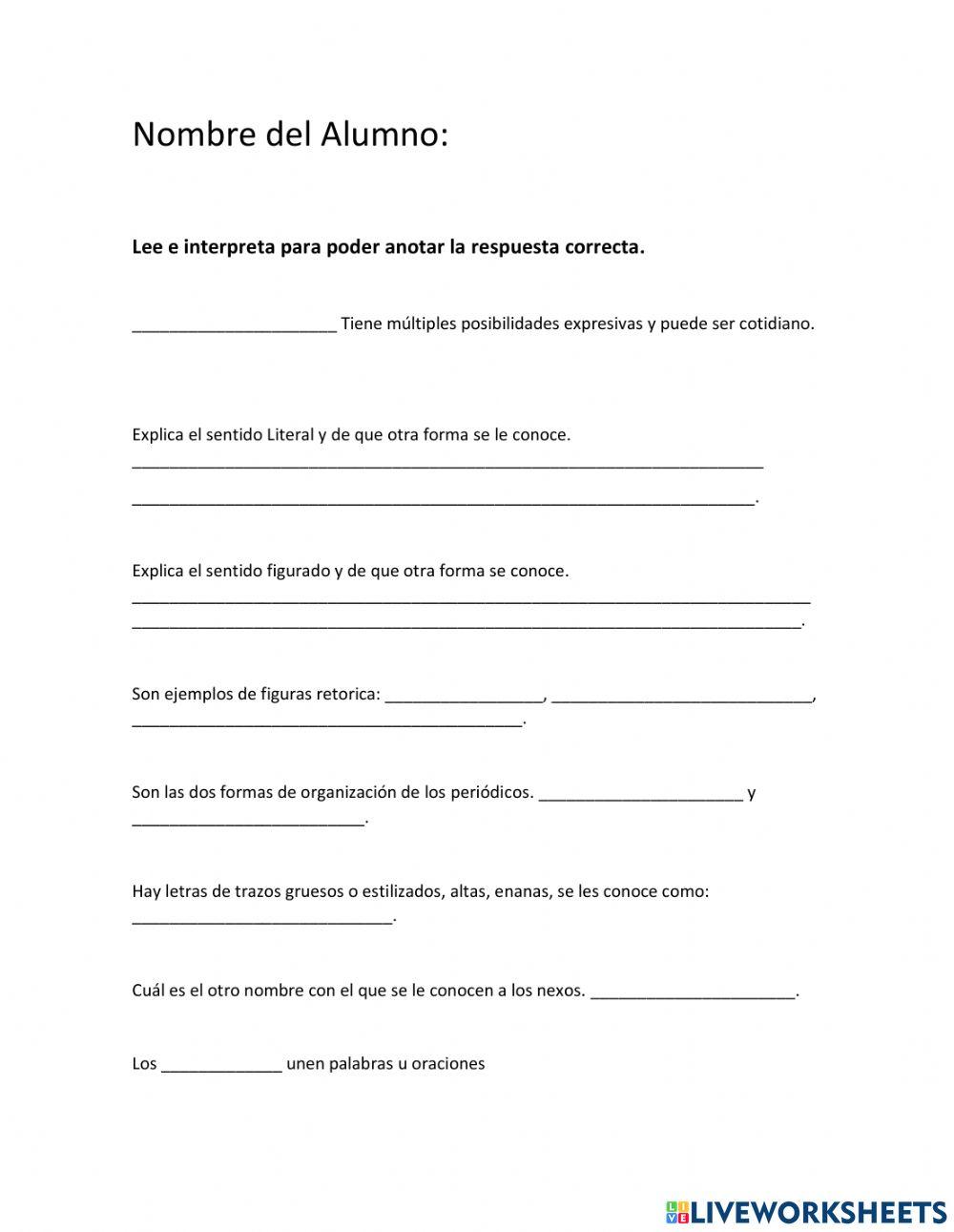 Español 3 interactive worksheet | Live Worksheets