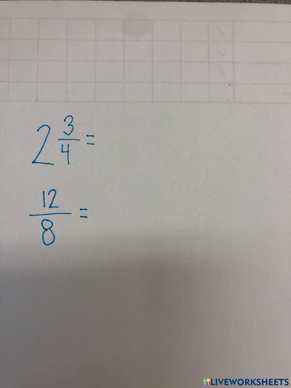 Mixed Numbers online worksheet | Live Worksheets