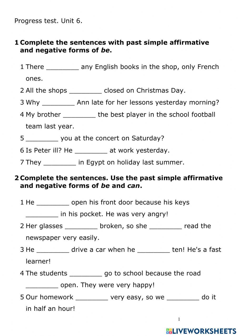 Solutions elementary unit 6 end online exercise for | Live Worksheets