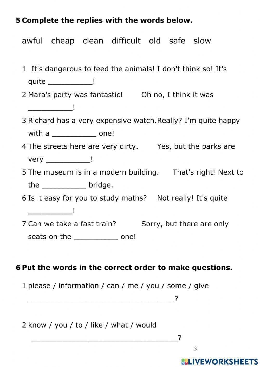 Solutions elementary unit 6 end online exercise for | Live Worksheets