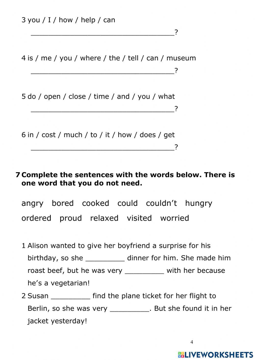 Solutions elementary unit 6 end online exercise for | Live Worksheets