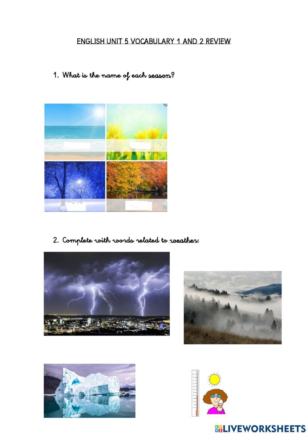 ENCINAR English unit 5 vocabulary review 749049