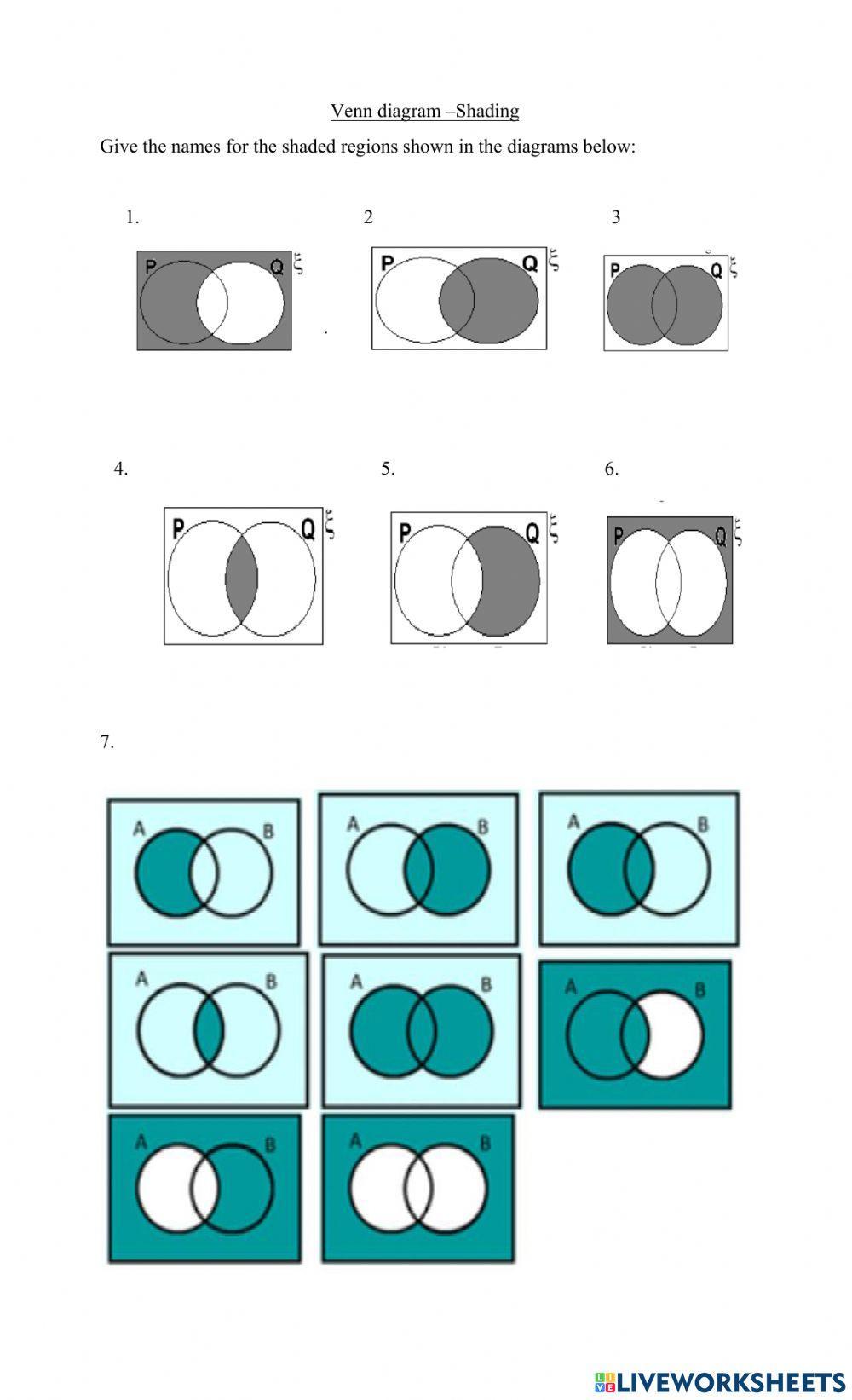 Shading Venn Diagrams Worksheet Venn Math Printable Diagrams
