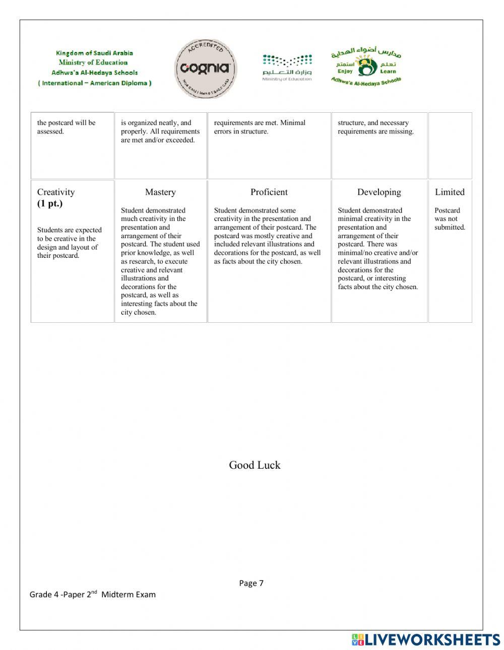 2nd Midterm paper 2 worksheet | Live Worksheets