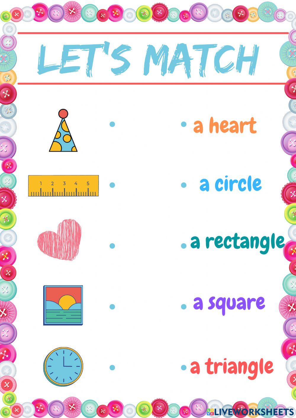 Shapes (Matching & listening) worksheet | Live Worksheets