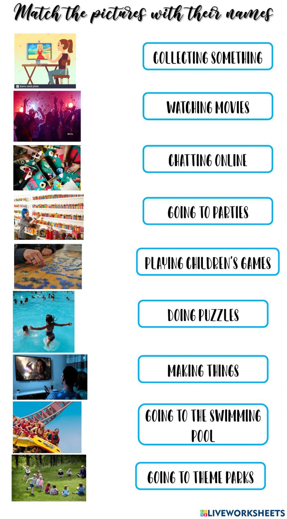Hobbies | Free Interactive Worksheets | 749973