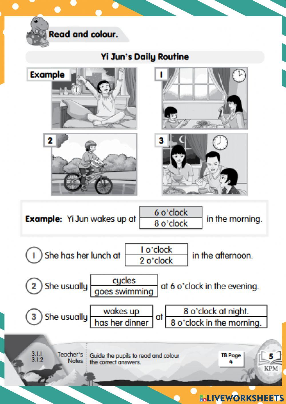 Yi Jun Daily Activities online exercise for | Live Worksheets
