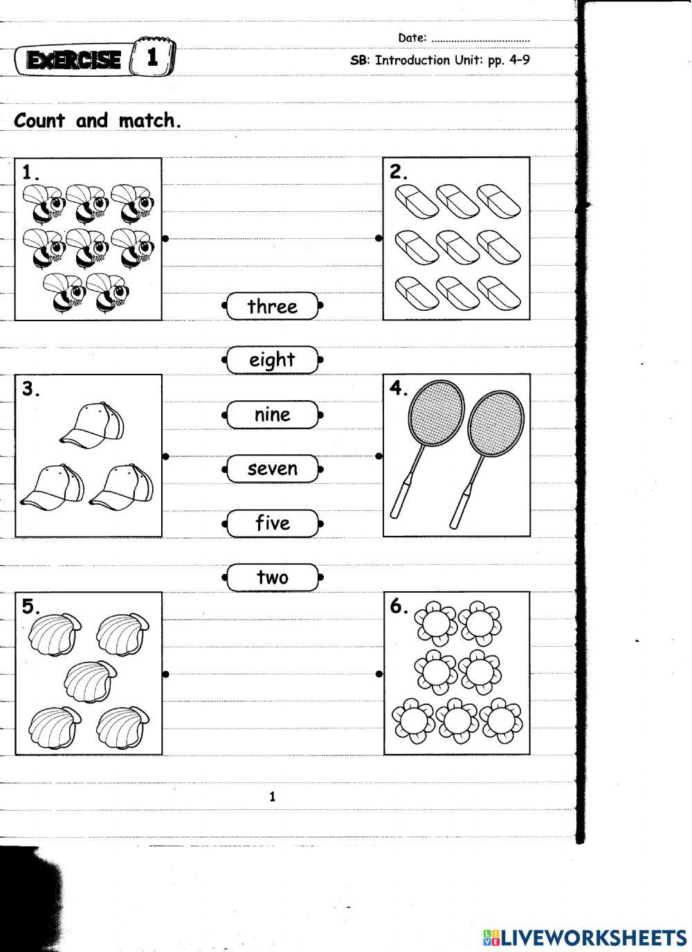 Numbers online exercise for 1 | Live Worksheets