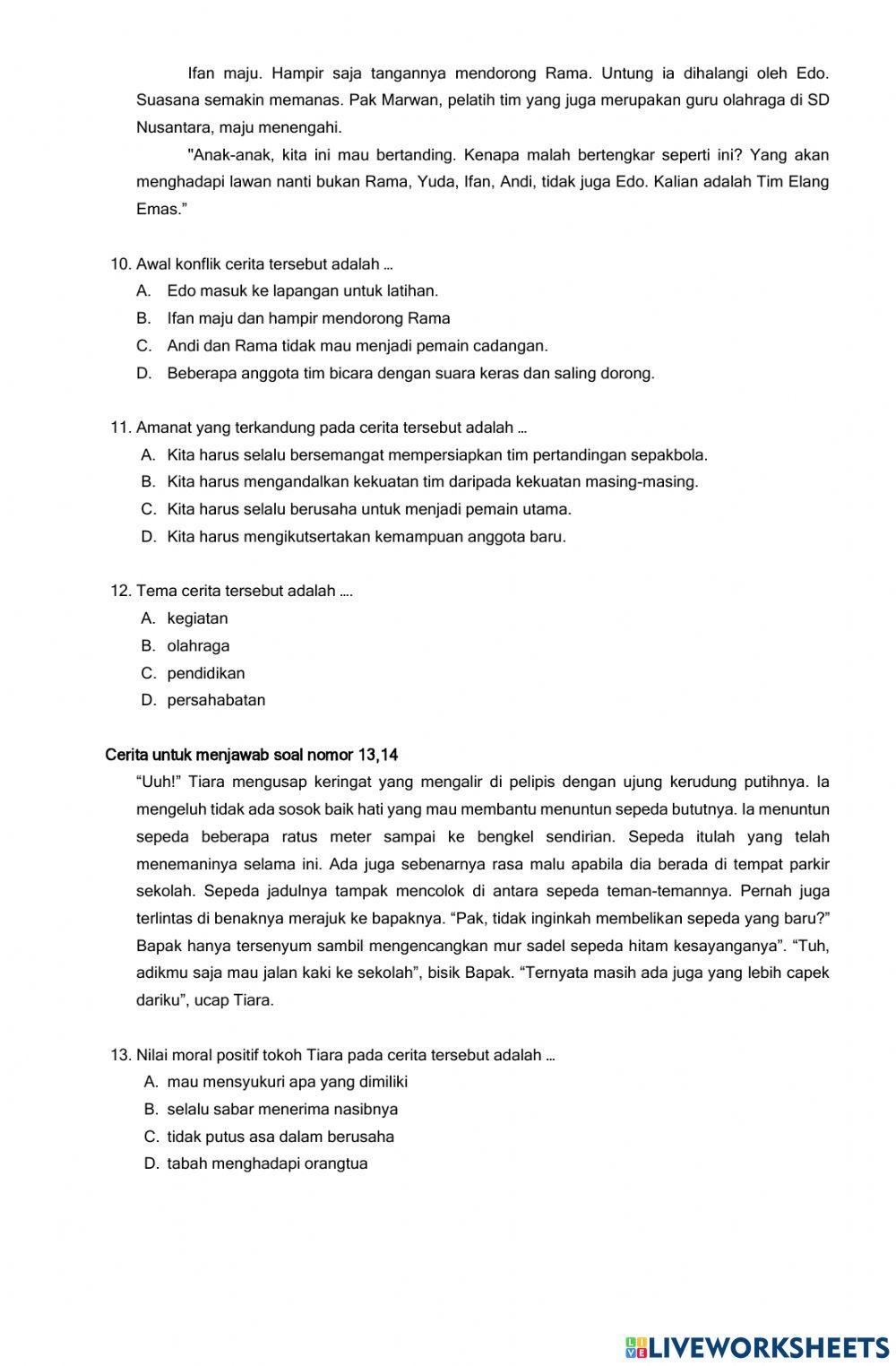 DONGENG B.INDON… | Free Interactive Worksheets | 4781787