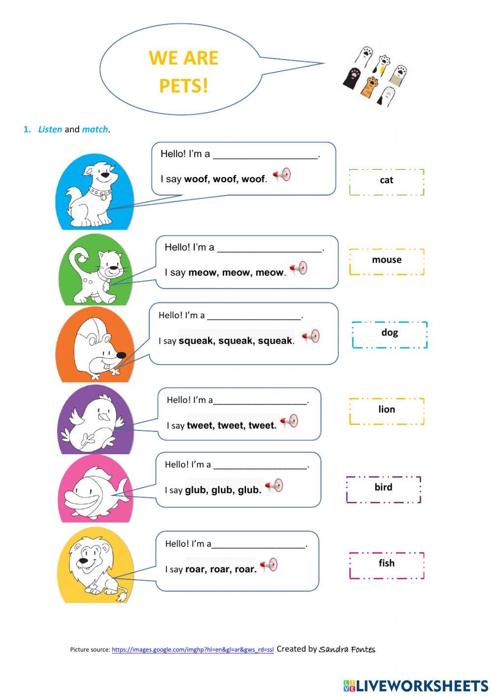 Pets | Free Interactive Worksheets | 4783185