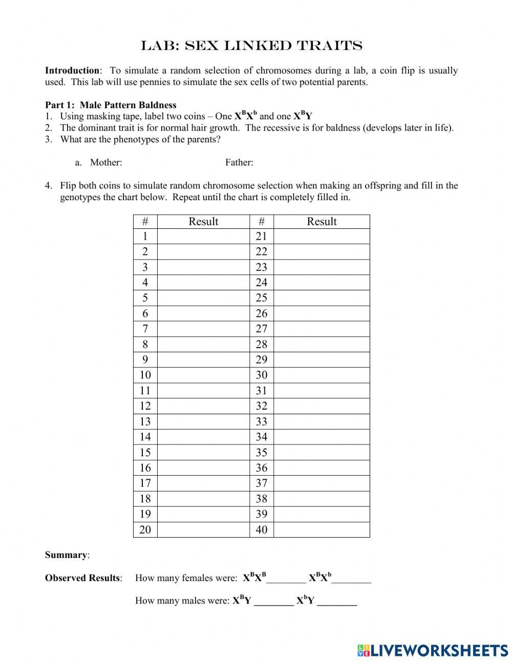 (Lab) Sex Link … | Free Interactive Worksheets | 751863