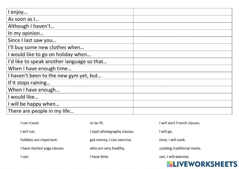 Entry 3 Starting words worksheet | Live Worksheets