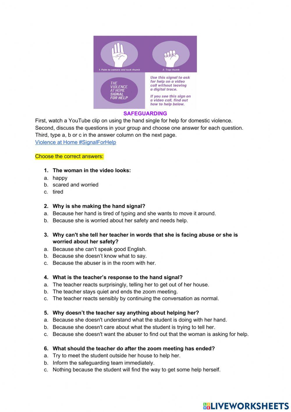 Safeguarding: Hand signal for help 752150 | Saima Butt