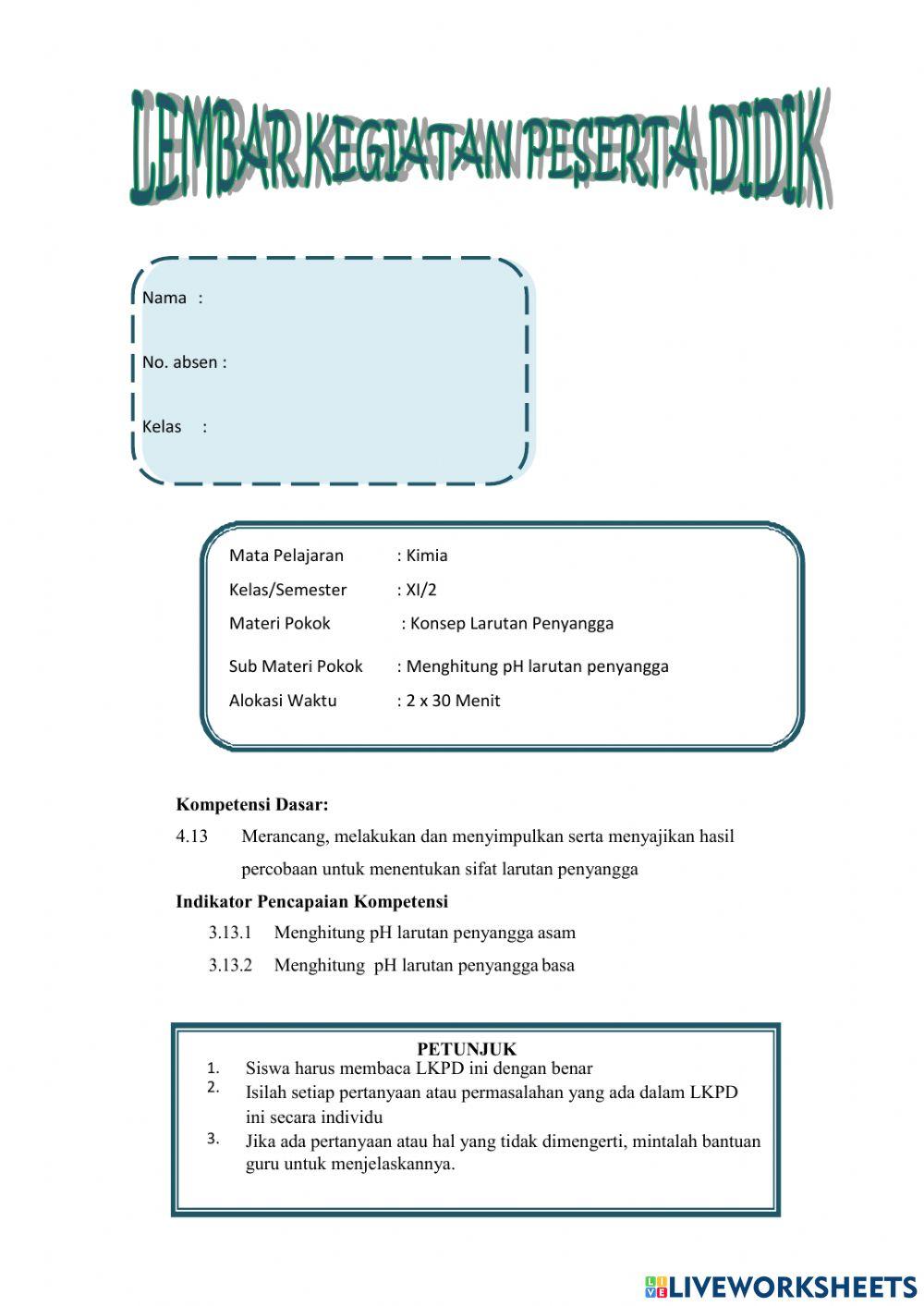 LKPD Pertemuan 3 online exercise for | Live Worksheets