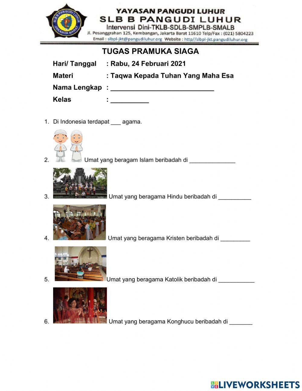 Tugas Pramuka Pertemuan 3 worksheet | Live Worksheets