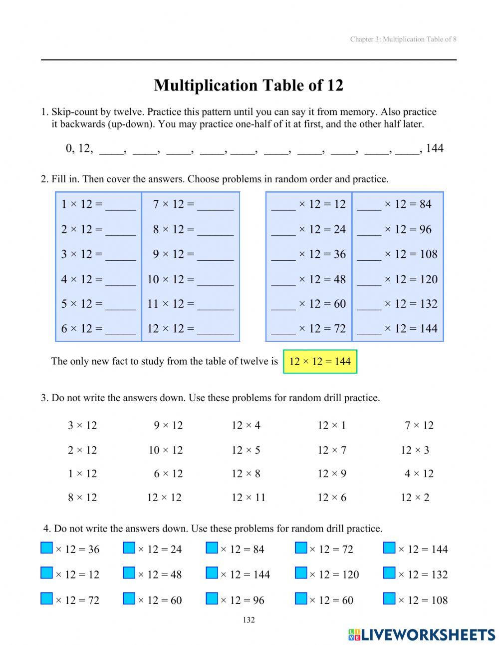 Multiplication table of 12 6440945 | Juan José González