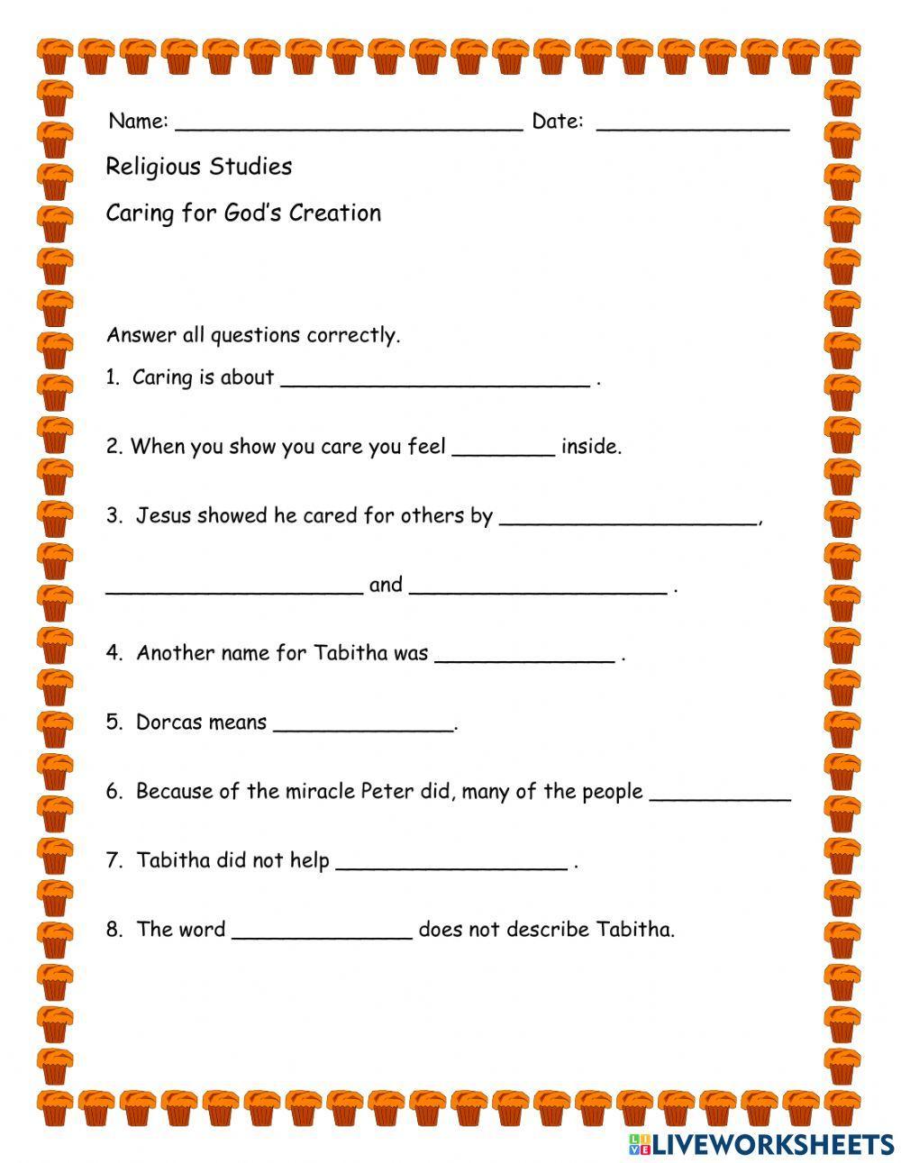 Caring for God'… | Free Interactive Worksheets | 753012