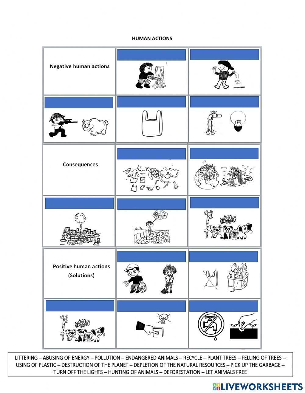 HUMAN ACTIONS E… | Free Interactive Worksheets | 6441145