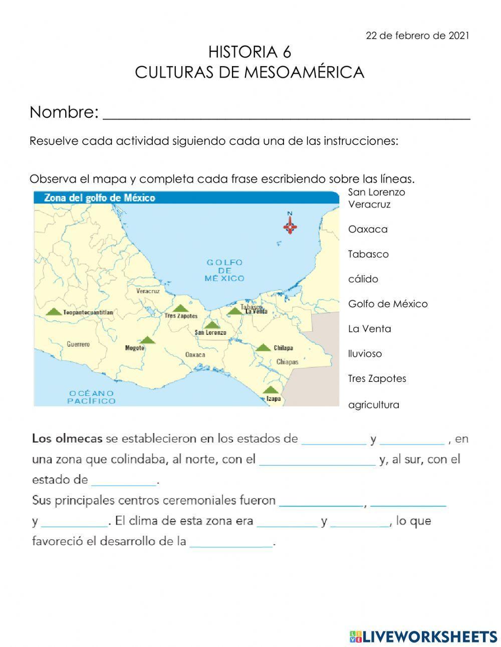 Culturas de mes… | Free Interactive Worksheets | 753428