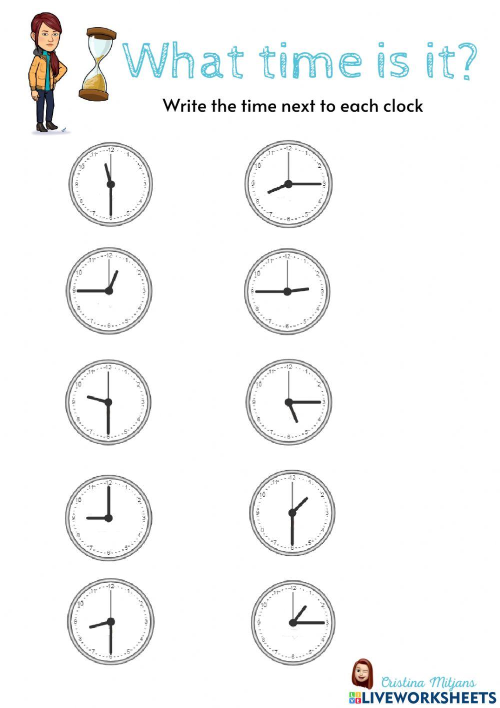 What time is it? online exercise for Grade 3 and 4 | Live Worksheets